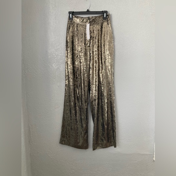 French Connection | Pants & Jumpsuits | Metallic Wide Leg Trousers ...